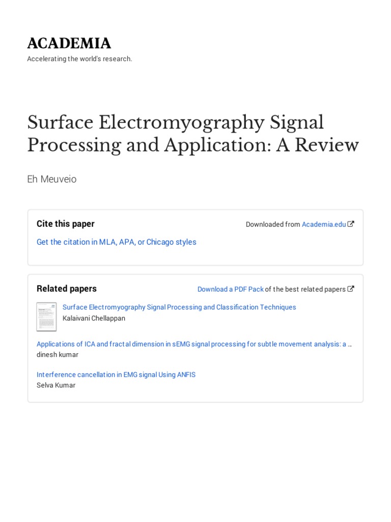 Surface Electromyography Signal Processing With Cover Page v2 | PDF | Electromyography ...