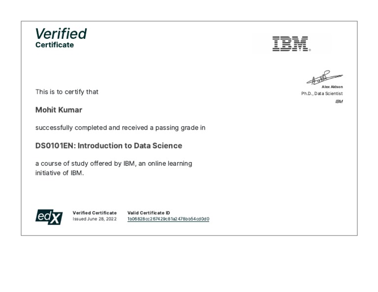 IBM DS0101EN Certificate - EdX | PDF IBM DS0101EN Certificate - EdX | PDF