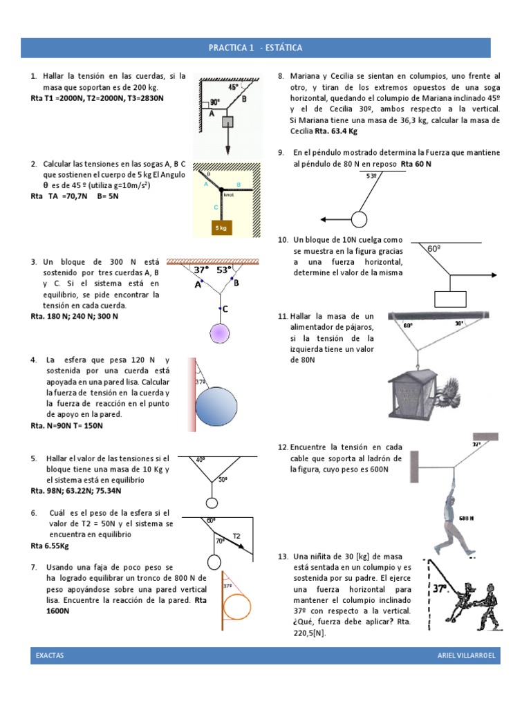 Ejercicios Estatica 1 | PDF | Fricción | Mecánica