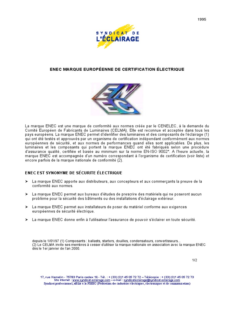 Certification ENEC : Sécurité Électrique Européenne | PDF | Ordinateurs