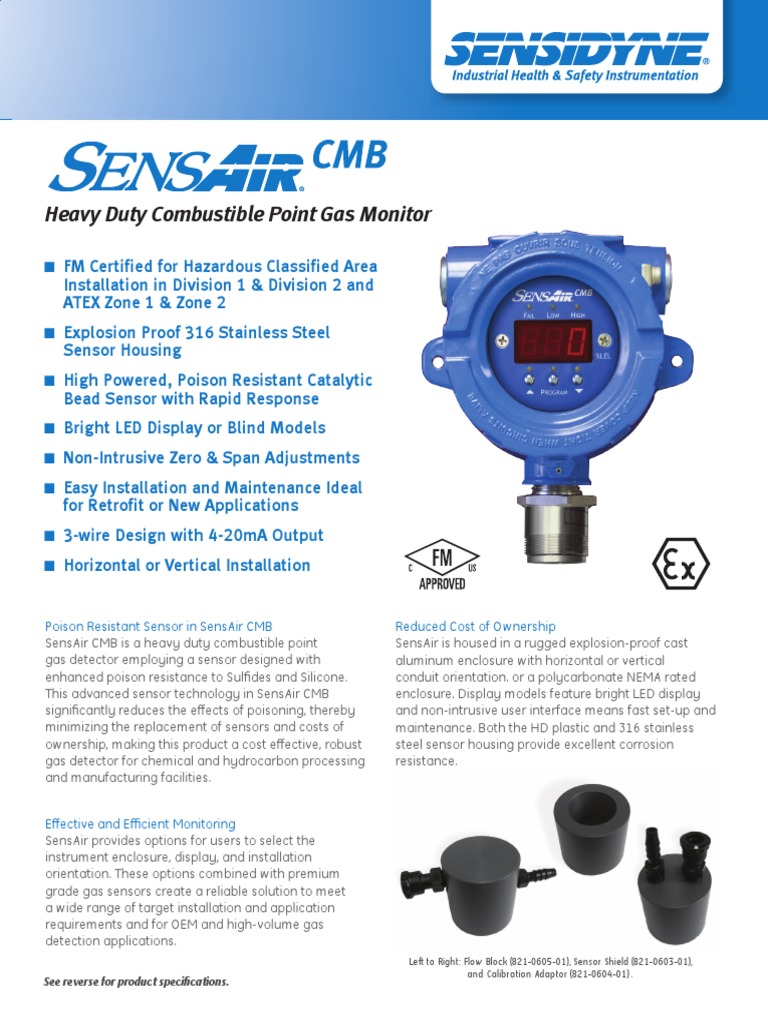 Sensidyne Sensair-Cmb Datasheet | PDF | Sensor | Chemistry