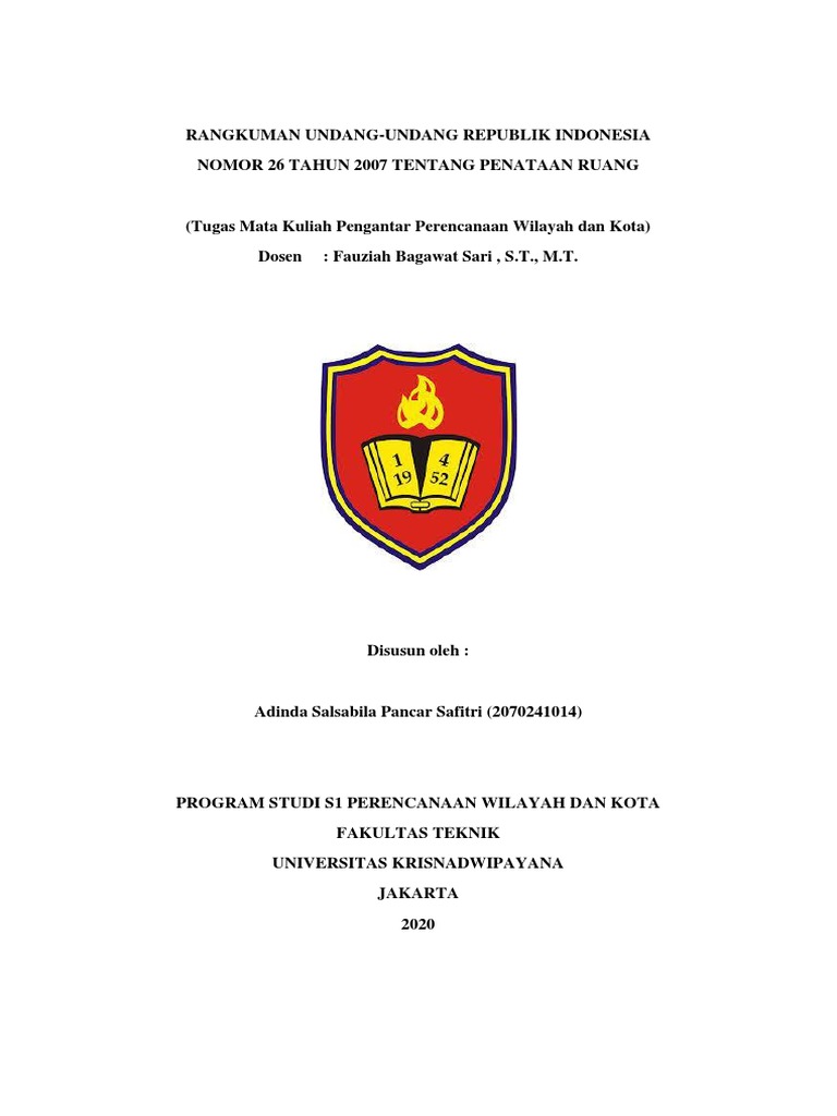 Makalah Rangkuman UU No.26 Tahun 2007 Tentang Tata Ruang | PDF