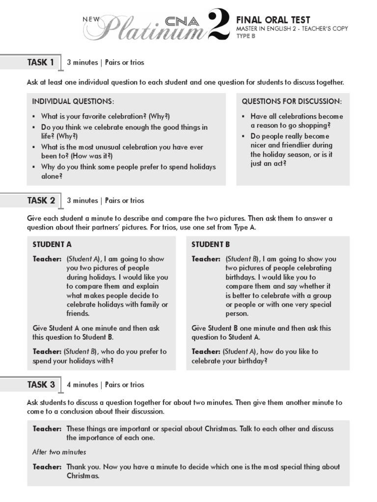 Master 2 - Final Oral Test - Type B - Teacher S | PDF | Learning ...