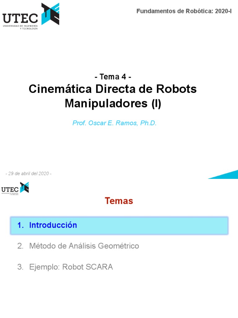 4 Cinematica Directa Slides I | PDF | Robótica | Cinemática
