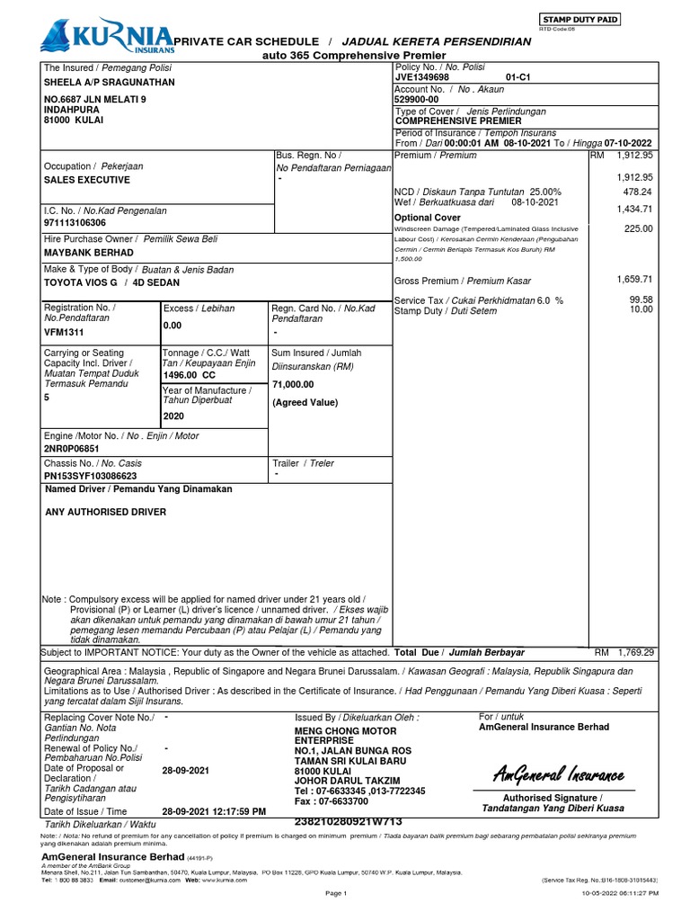 Private Car Schedule / Jadual Kereta Persendirian Auto 365 ...