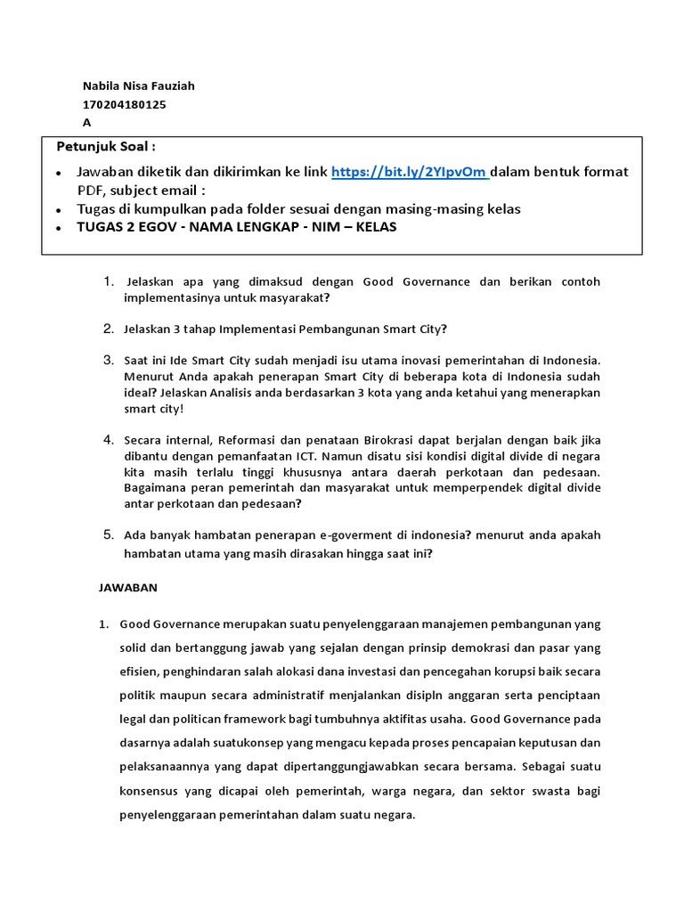 Tugas 2 EGOV - Nabila Nisa Fauziah - 170204180125 - A | PDF