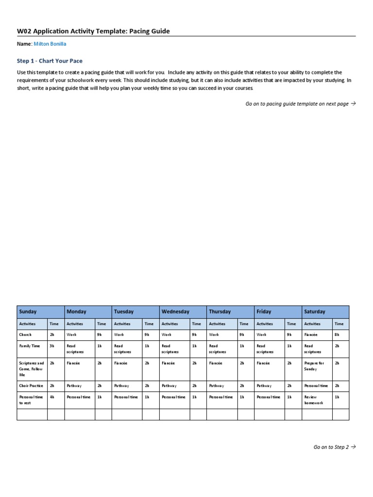 W02 Application Activity Template | PDF | Professional Skills | Procrastination