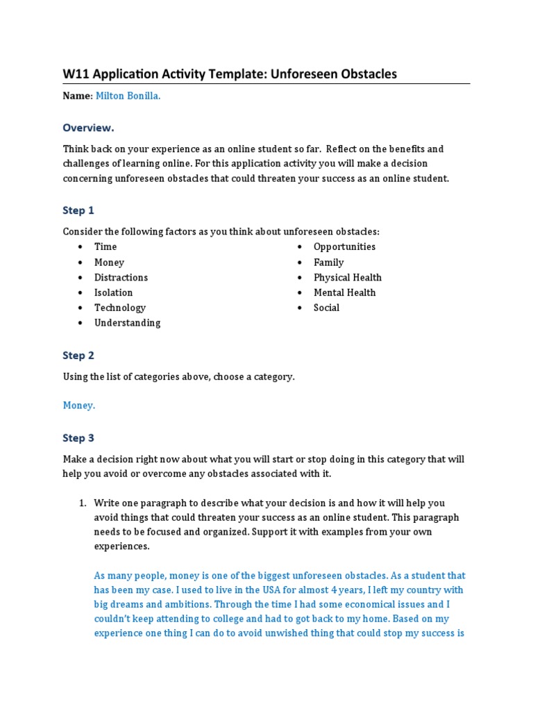 W11 Application Activity Template | PDF | Experience | Disciplines