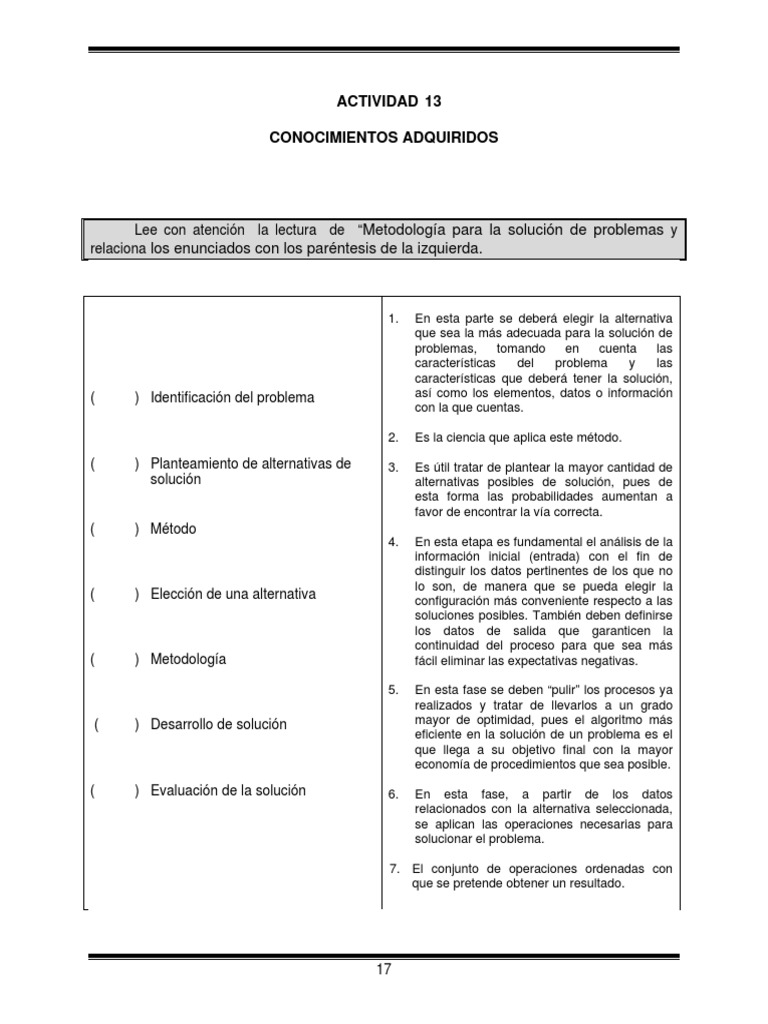 Ejercicio Metodologia y Solucion de Problemas | PDF | Metodología ...