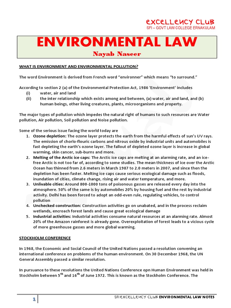 Environmental Law Notes | PDF | Trespass | Nuisance