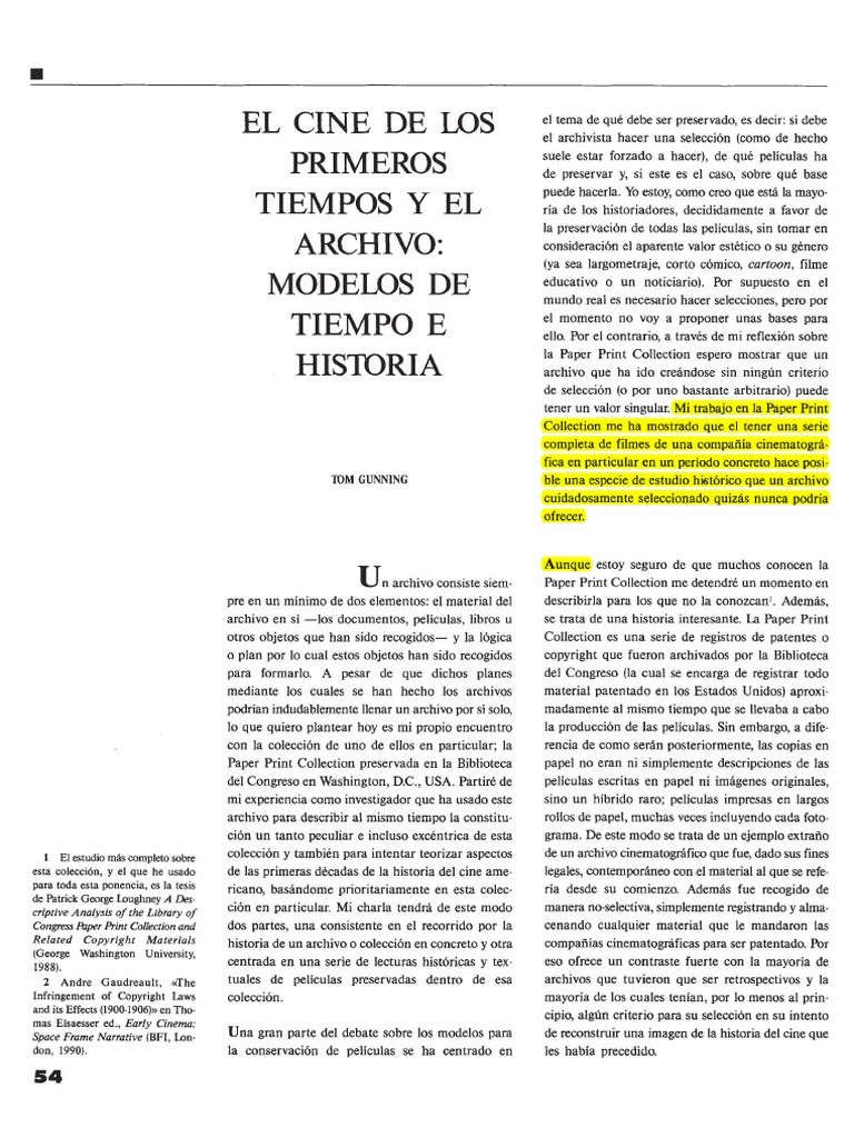 TOM GUNNING - El Cine de Los Primeros Tiempos y El Archivo - Modelos de ...