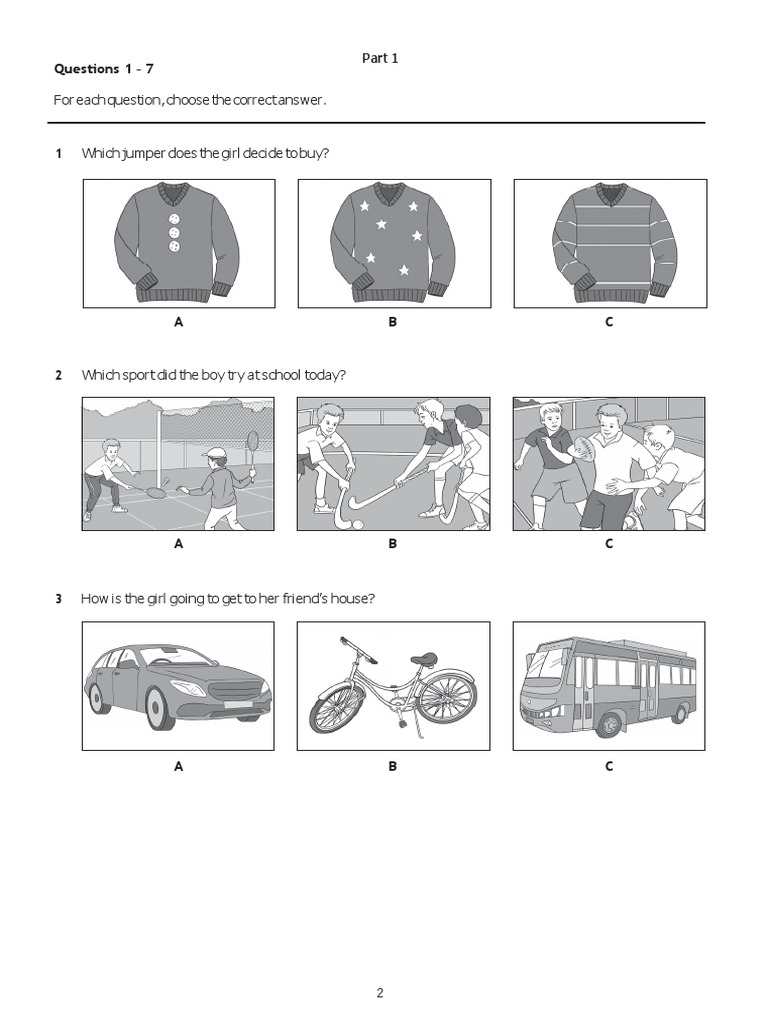 For Each Question, Choose The Correct Answer.: Questions 1 - 7 | PDF ...