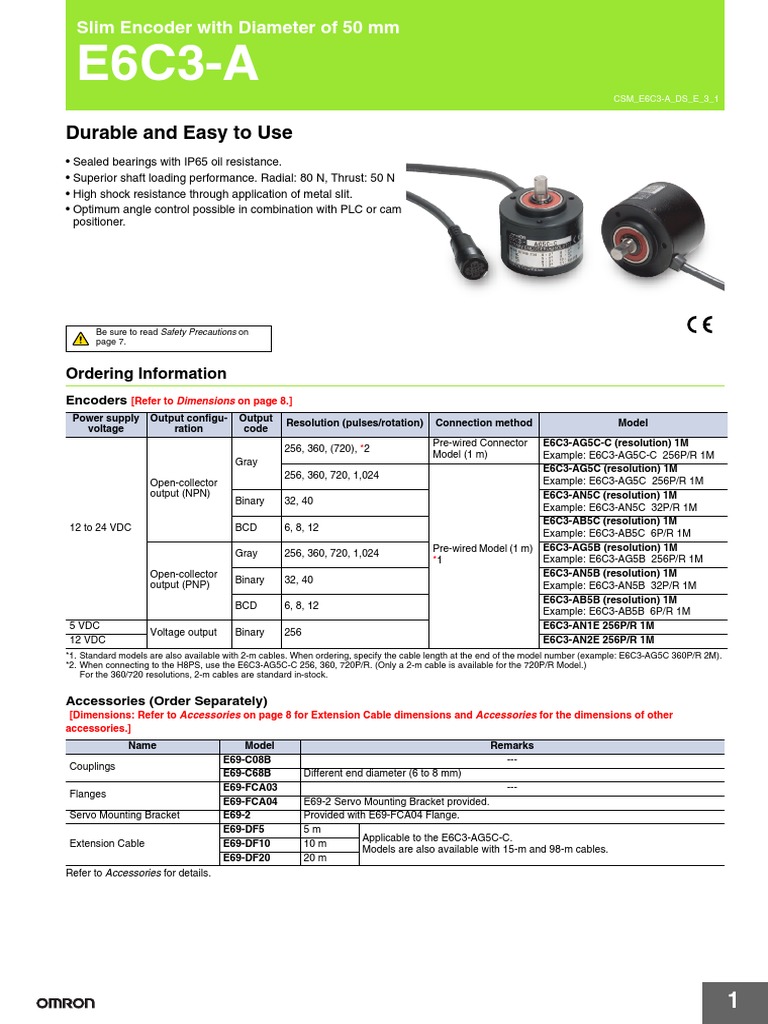 E6c3-A Rotary Encoder Datasheet | PDF | Color | Electrical Components