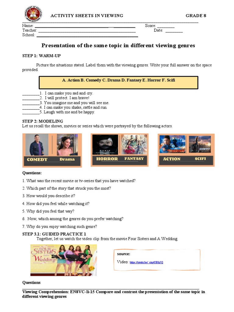 Presentation of The Same Topic in Different Viewing Genres | Download ...