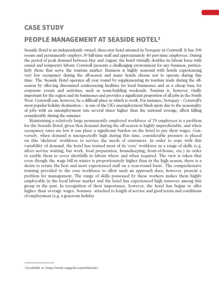 Lecture 1 Case Study Sea Side Hotel | PDF | Employment | Labour Economics