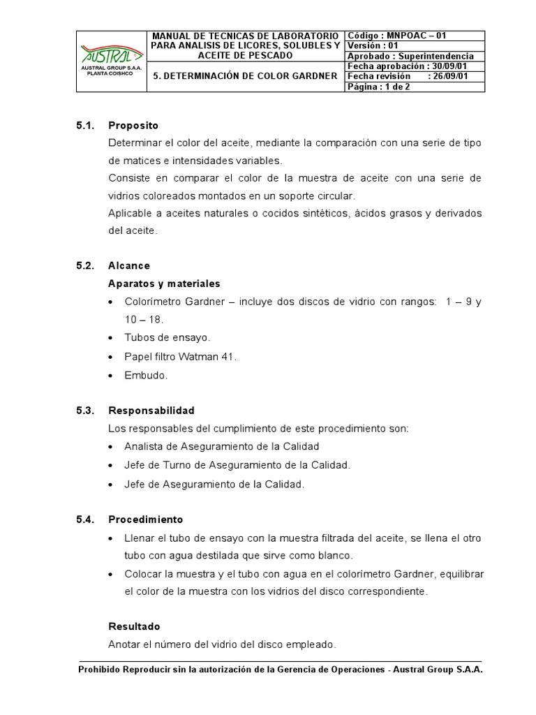 Análisis de Color Gardner en Aceites | PDF | Petróleo | Química