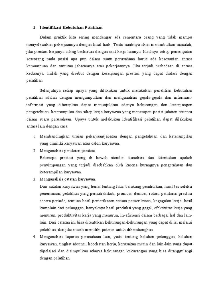 Identifikasi Kebutuhan Pelatihan | PDF | Karier & Perkembangan