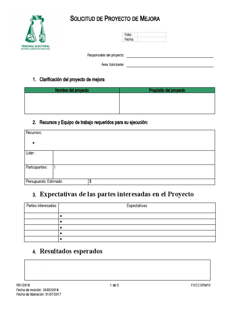 Foccsrm10 Solicitud de Proyecto de Mejora | PDF | Informática