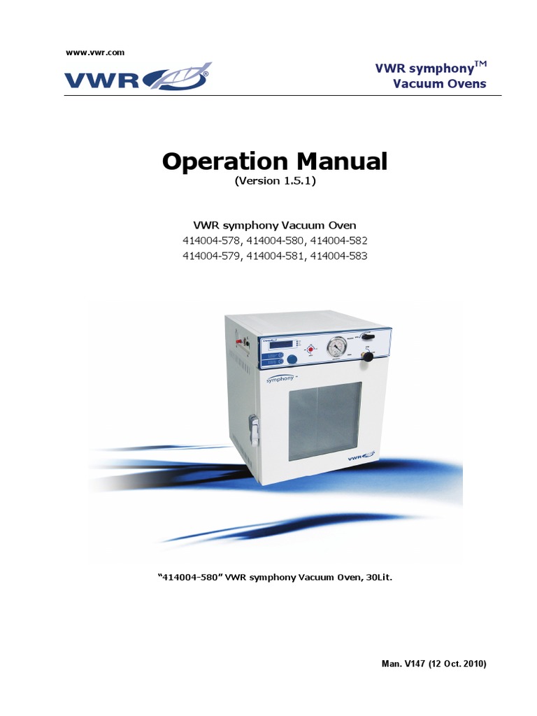 Operation Manual: VWR Symphony Vacuum Ovens | PDF | Ac Power Plugs And Sockets | Electricity
