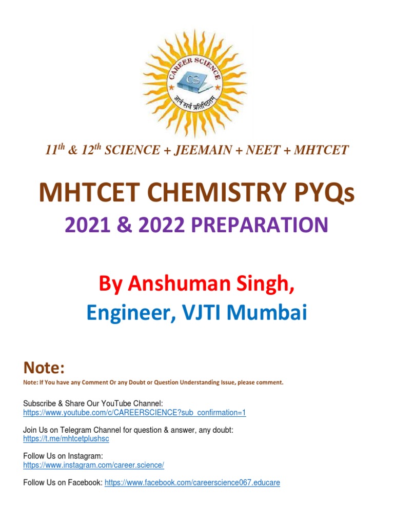 Mht-Cet Chemistry Pyq | PDF | Mole (Unit) | Molecular Mass