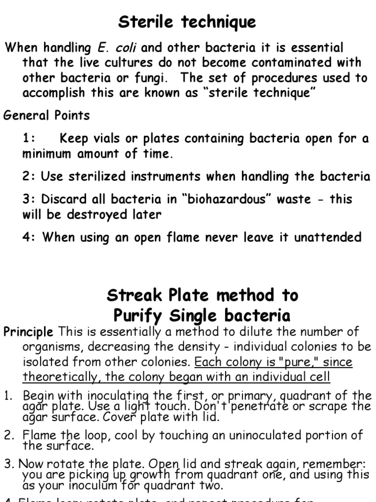 Streak Plate Method for Bacterial Isolation | PDF | Life Sciences ...