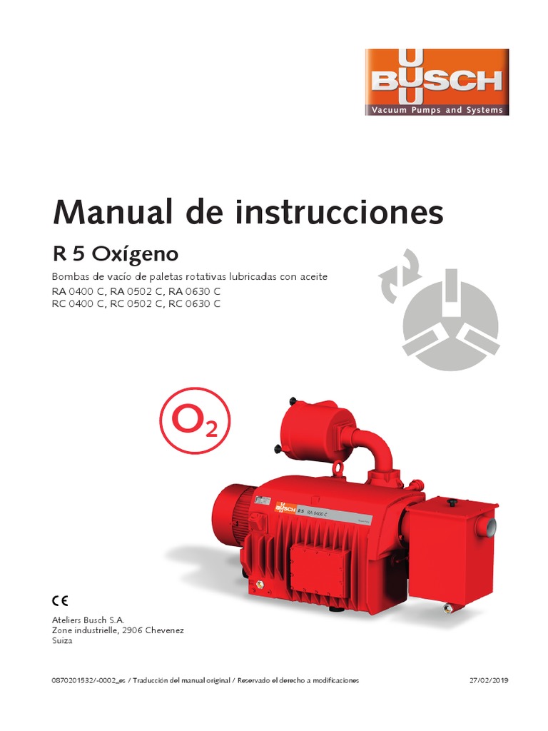 Busch Instruction Manual RA 0400 0630 C Oxygen Es 0870201532 0002 | PDF ...