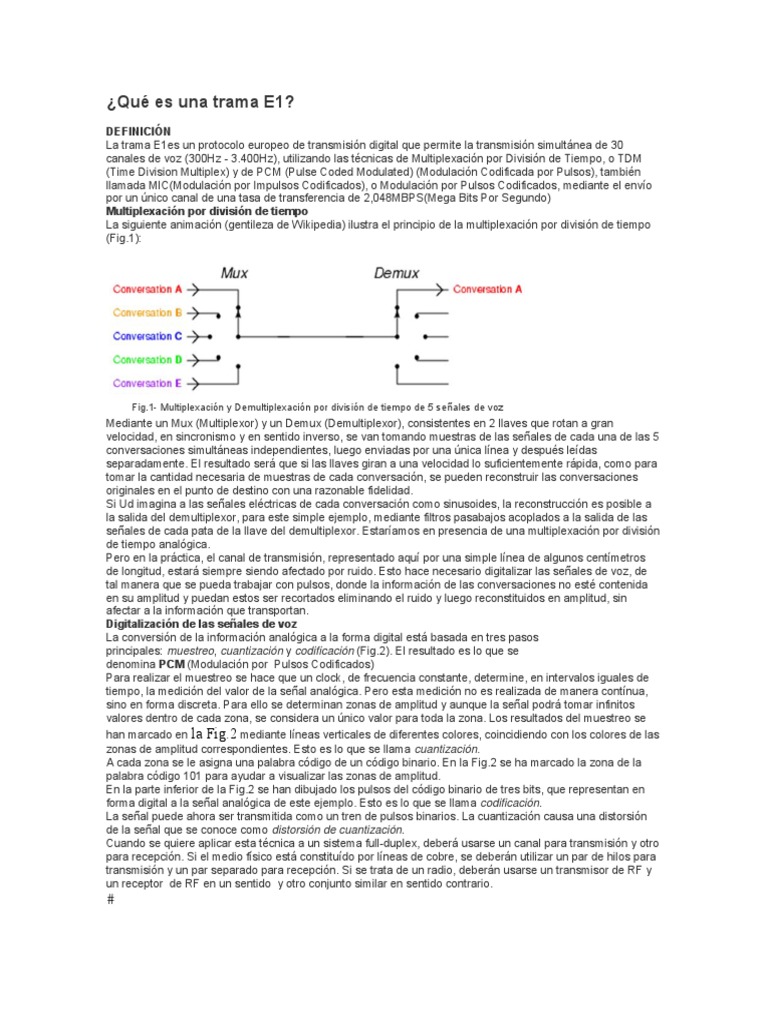 Qué Es Una Trama E1 - Pag1 | PDF | Conversor analógico a digital ...