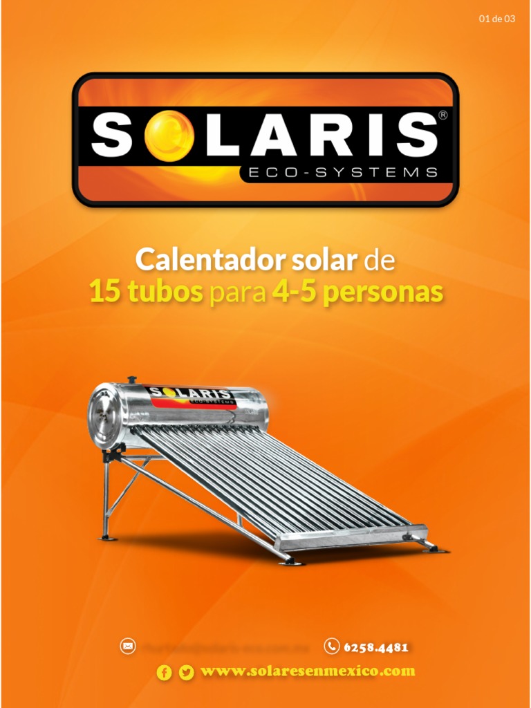 Ficha Tecnica Calentador Solar Solaris Inx 15 | PDF | Ingeniería de Edificación | Química