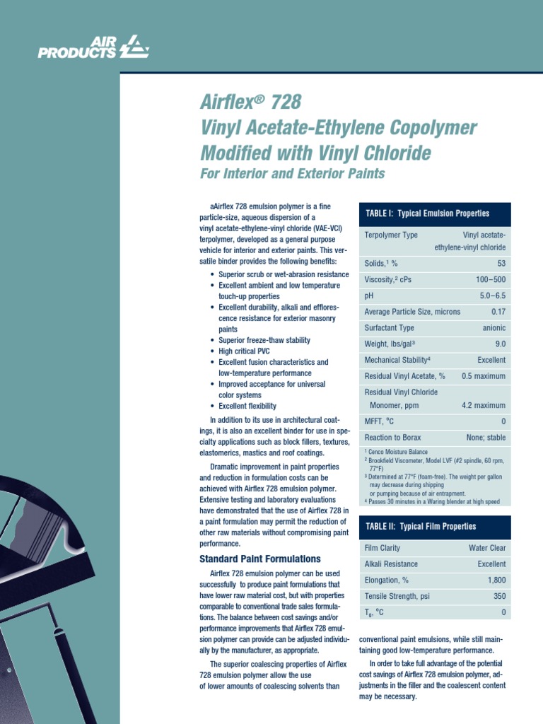 Airflex 728 Vinyl Acetate-Ethylene Copolymer Modified With Vinyl ...