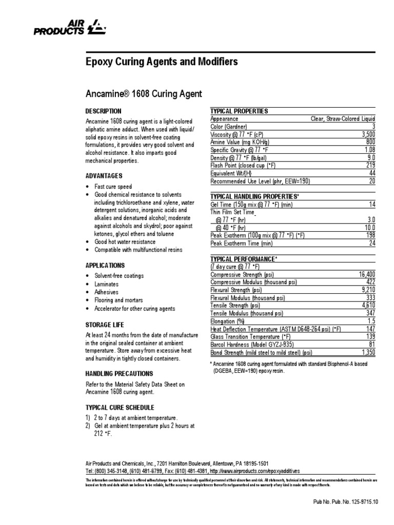 Epoxy Curing Agents and Modifiers | Download Free PDF | Epoxy ...