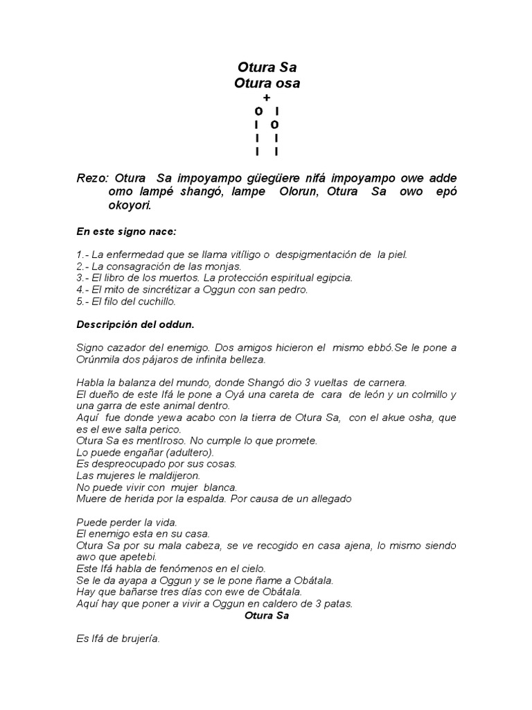 Otura Sa Otura Osa | PDF | Santeria