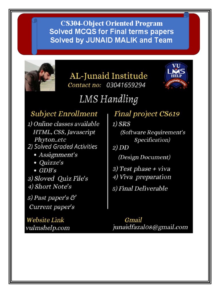 Cs304 Mega Mcqs Pdf Class Computer Programming Method Computer