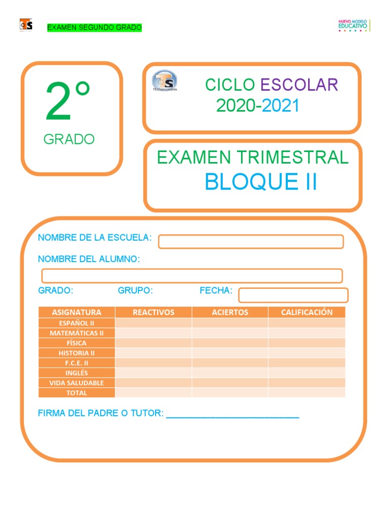 Exámen Segundo Grado Segundo Trimestre | PDF | Olas | Anne Frank