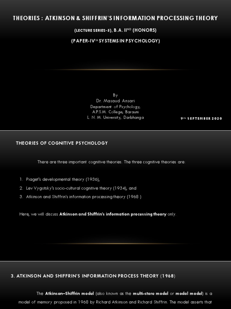 Theories Atkinson & Shiffrin's Information Processing Theory | PDF ...