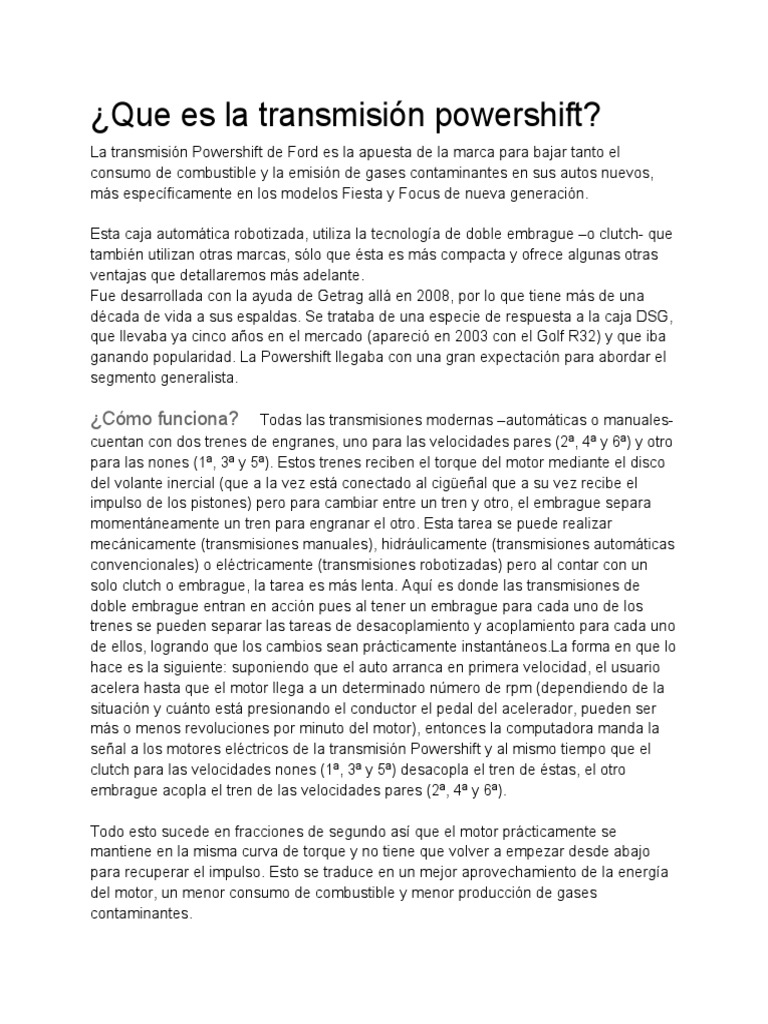 Transmisión Powershift | PDF | Transmisión (Mecánica) | Embrague