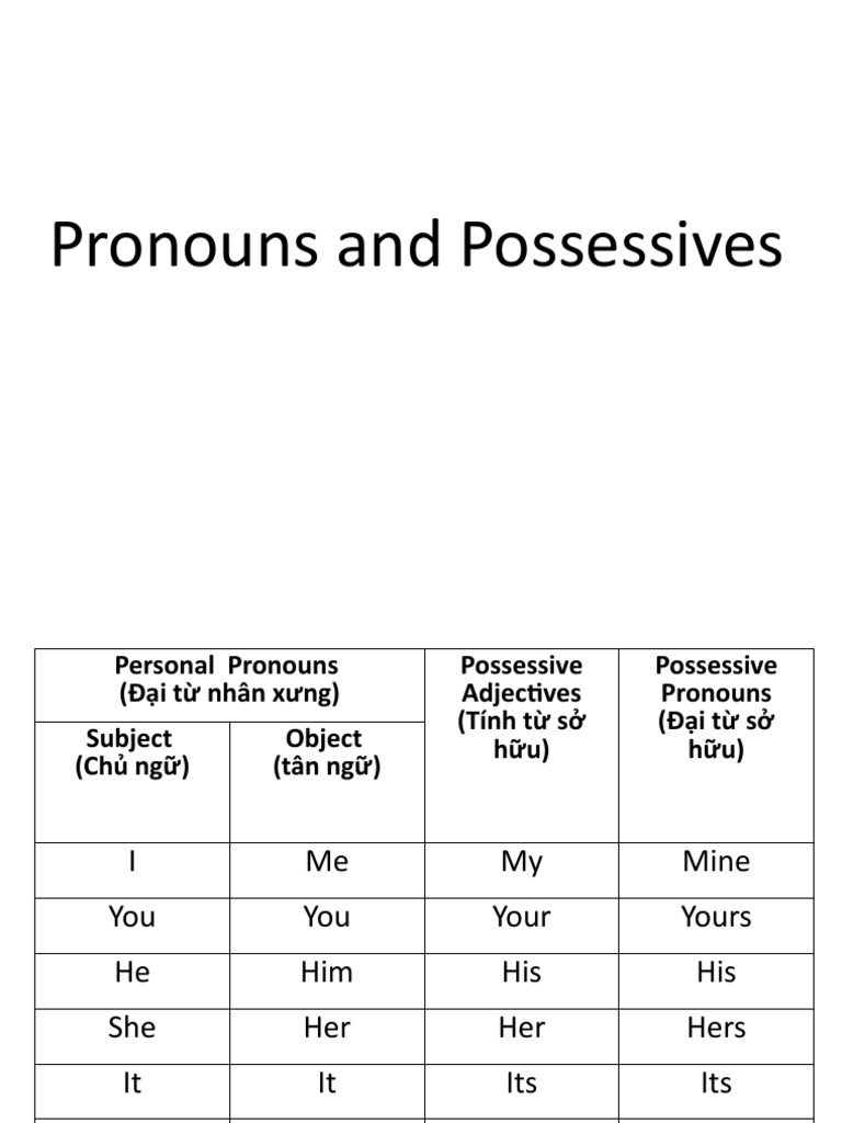 Pronouns and Possessives | PDF