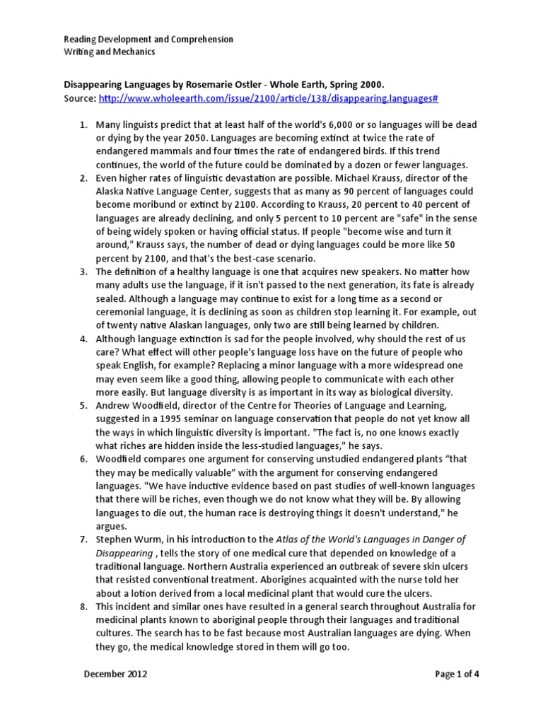 Saving Endangered Languages | PDF | Hebrew Language | Multilingualism