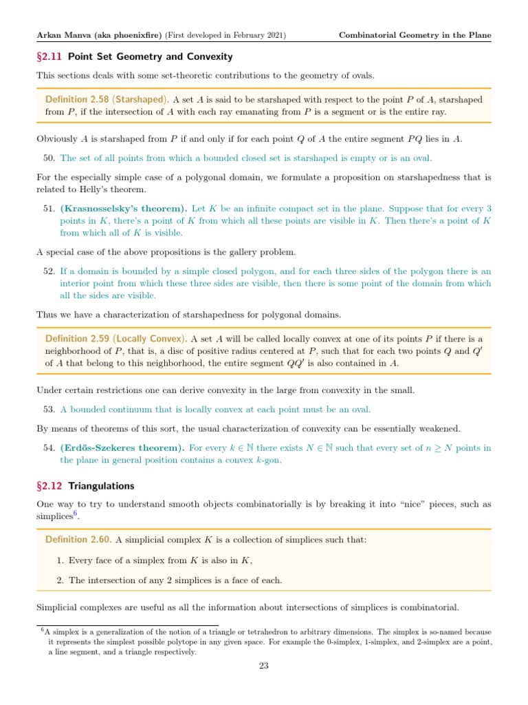 Combinatorial Geometry Handout - Phoenixfire-23-40 | PDF | Polygon | Triangle
