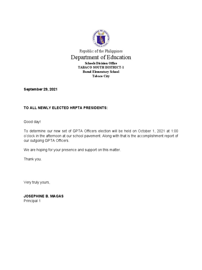 GPTA Officers Election Announcement | PDF