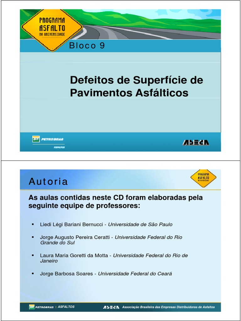 Aula 03 A - Bloco 9-Aula 25-Defeitos de Superficie | PDF | Asfalto | Erosão