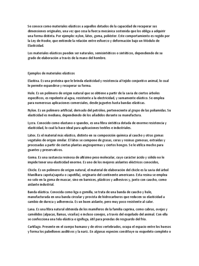 Materiales Elasticos | PDF | Polímeros | Caucho natural