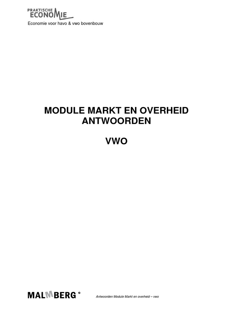 Module Markt en Overheid Antwoorden Vwo | PDF