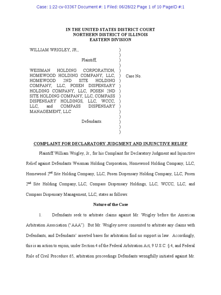 Beau Wrigley Complaint | PDF | Complaint | Limited Liability Company