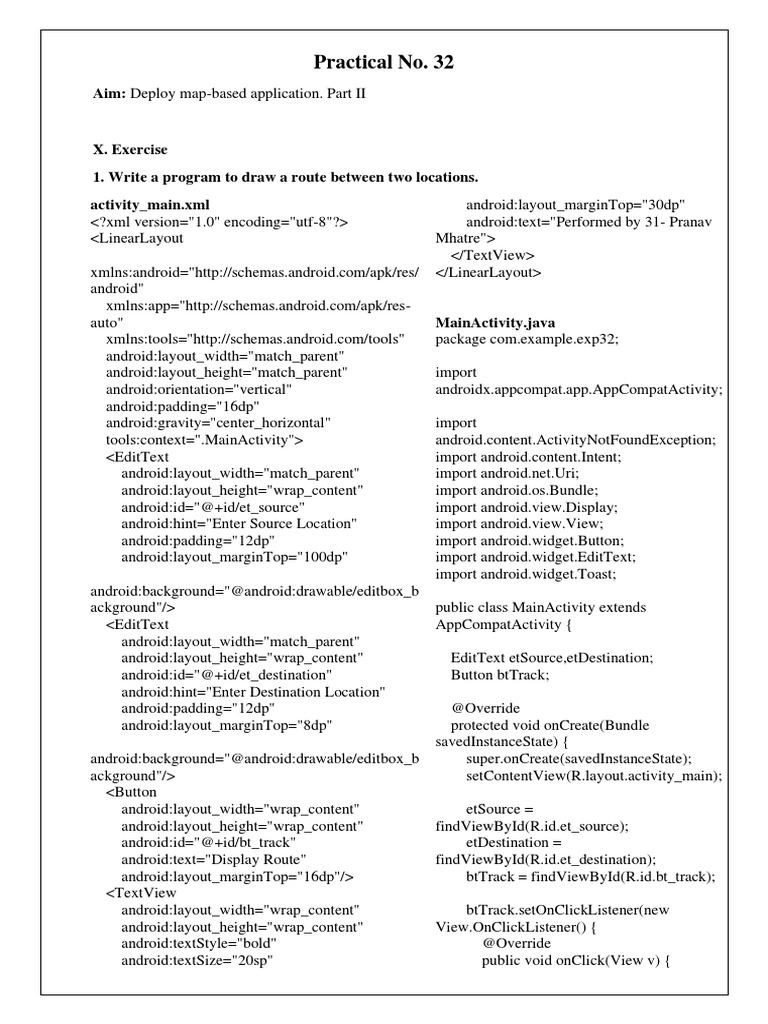 Practical No. 32: Aim: Deploy Map-Based Application. Part II | PDF | Android (Operating System ...