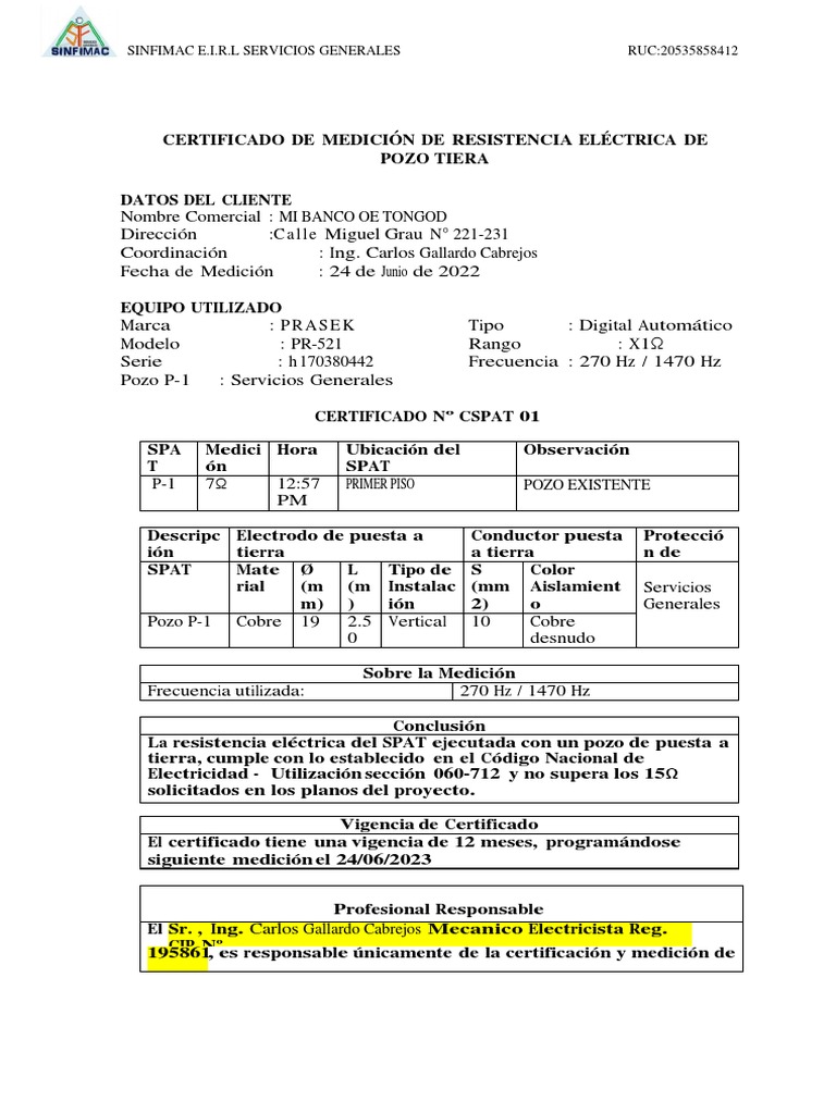 Protocolo Spat Tonod | PDF | Ingenieria Eléctrica | Electricidad