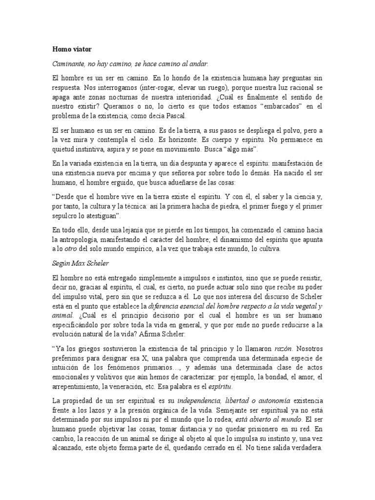 Homo Viator - Texto Breve | PDF | Vida | Alma