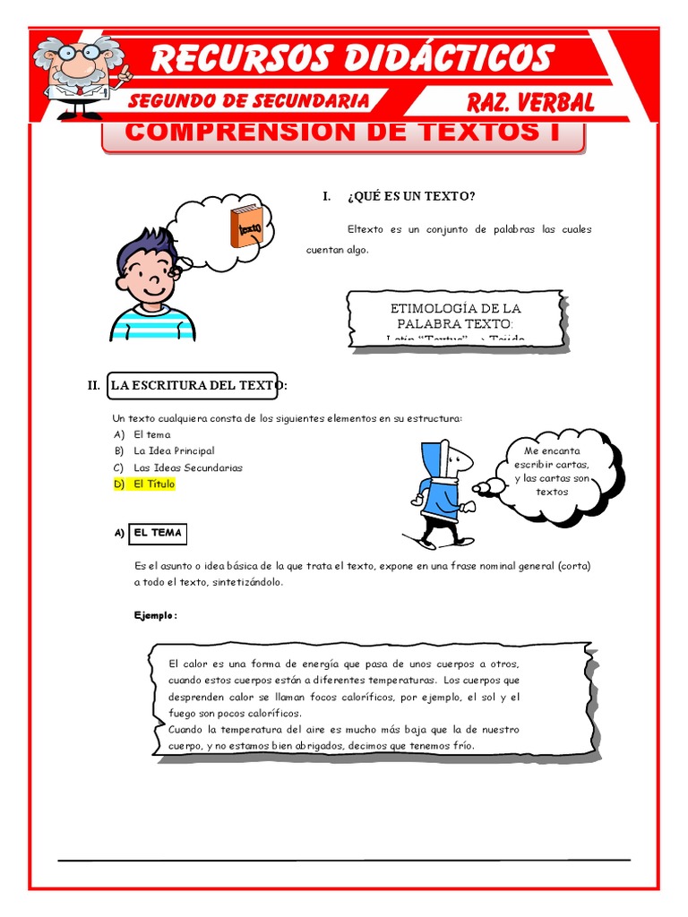 Comprensión de Textos para Segundo de Secundaria | PDF | Relámpago ...