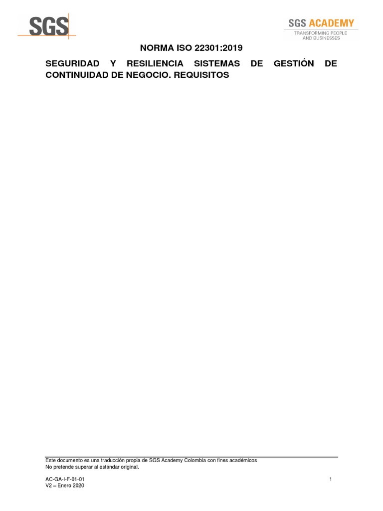 Norma ISO 22301:2019 Resumen | PDF | Planificación | Auditoría