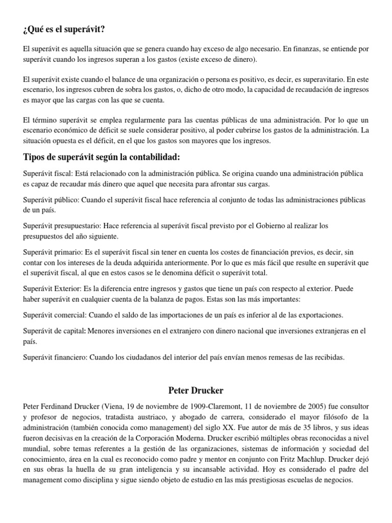 Tipos y definición de superávit | PDF | Balance presupuestario del ...