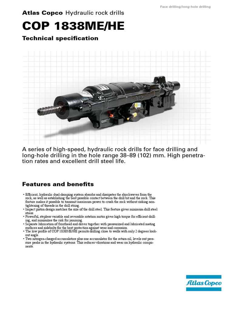 COP 1838 ME - HE Technical Specification | PDF | Drill | Drilling